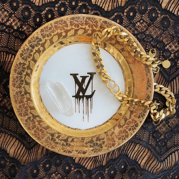 Jewelry | Gold Drip Logo 18 Carat Gold Vintage China Plate | Poshmark